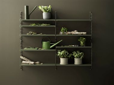 STRING® POCKET Wall-mounted modular MDF shelving unit By String Furniture