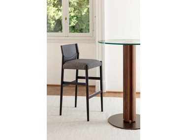 SVEVA | Stool Ash stool with leather and fabric covering By Porada ...