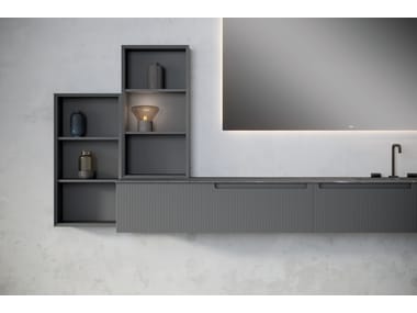 SYNERGY Sectional single vanity unit with Pure natural stone top By Fiora