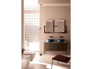 PICTURE Double vanity unit with mirror By Scarabeo Ceramiche