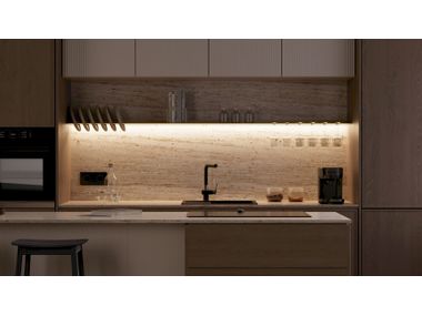WALL SHELF WITH LIGHT UNDER Aluminium wall shelf with integrated ...