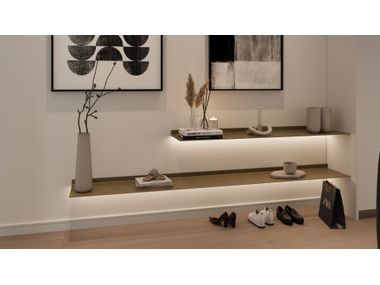 WALL SHELF WITH LIGHT UNDER Aluminium wall shelf with integrated ...