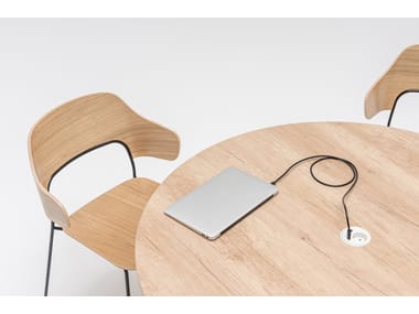 TACK | Table Round MDF meeting table with USB By MDD