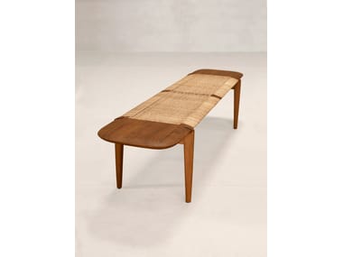 Tangāli Bench in teak and cane By Phantom Hands | design Inoda + Sveje