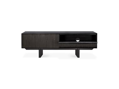 TEAK MOSAIC | TV cabinet Low teak TV cabinet with flap doors and ...