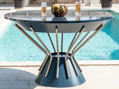 TEMPO Round steel table with HPL top By Arkine