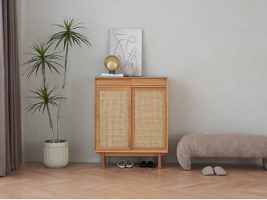 TORII Wooden highboard with sliding doors By grado design