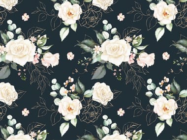Ecological nonwoven wallpaper with floral pattern TRACE By Bobbi Beck