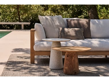 DUNES Round terrazzo garden side table By TRIBÙ