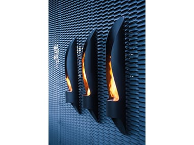 Bioethanol wall-mounted steel fireplace TUBE By ACQUAFUOCO