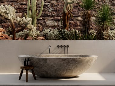 TULUM Freestanding oval natural stone bathtub By COCOON