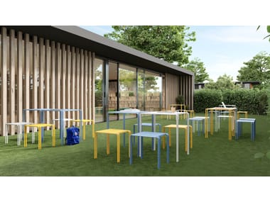 SCHOOL.015 Square aluminium table for public areas By Urbantime ...