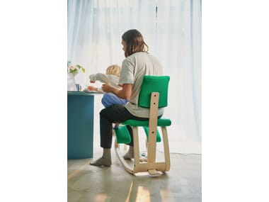 VARIABLE™ PLUS Rocking ergonomic chair in wood and fabric By Varier ...