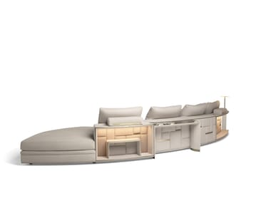 BABYLON RACK CIRCLE Curved modular leather sofa By Visionnaire | design Alessandro La Spada