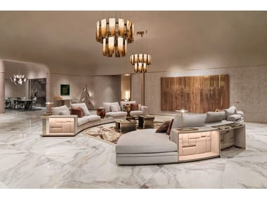 BABYLON RACK CIRCLE Curved modular leather sofa By Visionnaire | design Alessandro La Spada