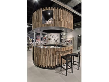 Indoor wooden 3D Wall Cladding WHEELS By Wonderwall Studios