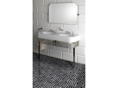 WIDE BLUES Double ceramic console sink By Devon&Devon