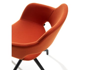 WIZARD Upholstered chair with armrests and steel base By VAGHI