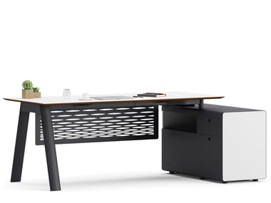 YOKA Rectangular wooden executive desk with drawers By Ersa