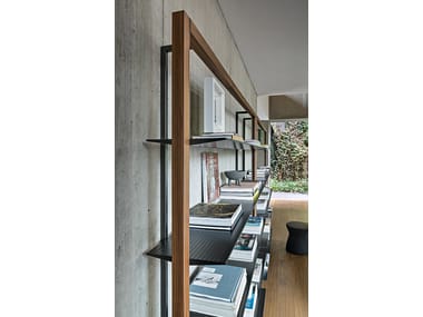Wall-mounted aluminium and wood bookcase ALIX By Bonaldo design Silvia ...