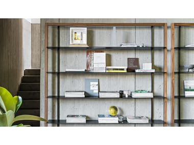 Wall-mounted aluminium and wood bookcase ALIX By Bonaldo design Silvia ...