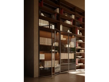 ANTIBES SYSTEMS Sectional wall-mounted wooden bookcase with TV stand By ...