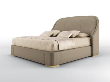 Upholstered leather bed APOLLO By BRUNO ZAMPA