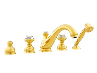 AUSTRAL 5 hole brass bathtub set with Swarovski® crystals By Bronces Mestre