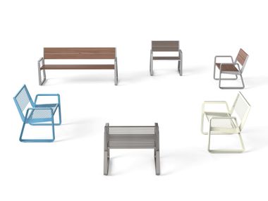 Steel and wood Bench with armrests BAILO WPC Bailo Collection By ...
