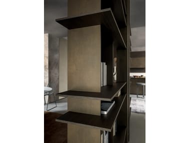 SKILL Double-sided floor-ceiling mounted eucalyptus bookcase By ...