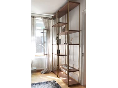 ZULU Open double-sided steel and wood bookcase By ZALABA Design