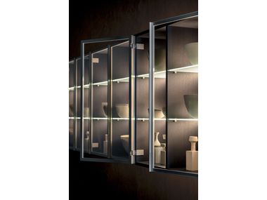 SPAZIOTECA Wall-mounted sectional glass bookcase By PIANCA