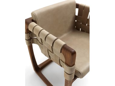 BUNGALOW DINING CHAIR Sled base leather and solid wood chair with ...