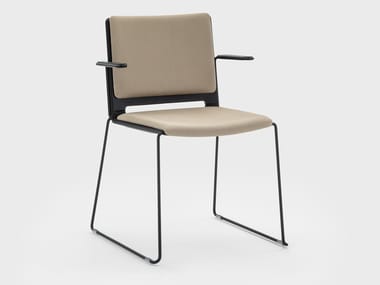 DAISY Stackable fabric chair with armrests By Viganò