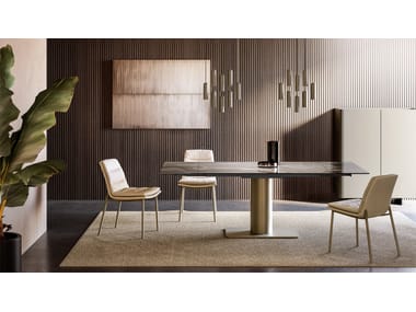 CILINDRO Extending rectangular ceramic table By EFORMA