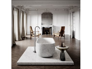 DESIGNO | Carrara marble bathtub Freestanding oval Carrara marble ...