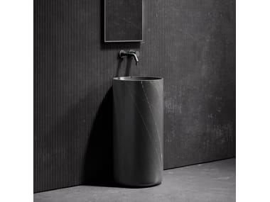 DESIGNO Freestanding round Pietra Grey marble washbasin By LUSSO