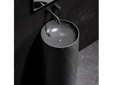 DESIGNO Freestanding round Pietra Grey marble washbasin By LUSSO