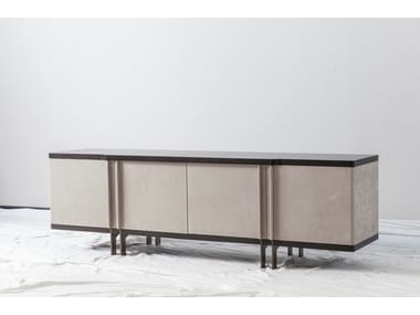 Wooden and leather sideboard with doors DORAL By SELVA
