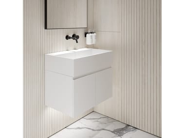 ETHOS Wall-mounted Resin Stone vanity unit with doors By LUSSO