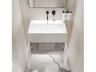 ETHOS Wall-mounted Resin Stone vanity unit with doors By LUSSO