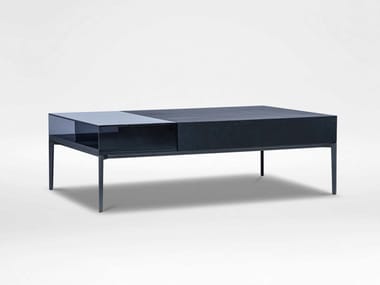 FLAMINGO | Rectangular coffee table Rectangular wood veneer coffee table with storage space By ...