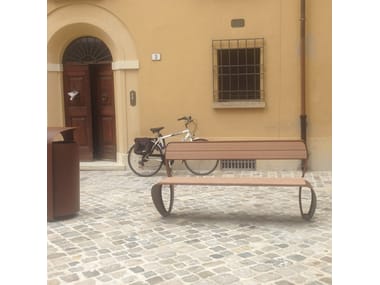 FLUXUS Steel and wood bench with back By LAB23 | design Roberto Semprini