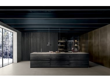 Cedarwood kitchen with island with integrated handles FLY FLOAT Fly ...