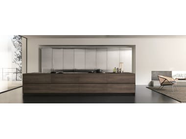 FLY Stainless steel and wood kitchen with island By MODULNOVA | design ...