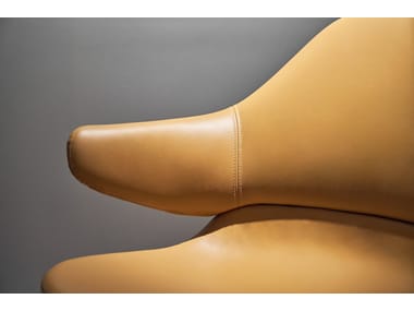 HUG Swivel leather easy chair with armrests with 4-spoke base By grado ...