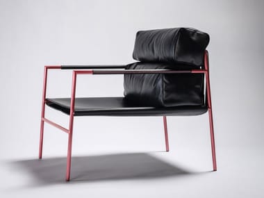 Leather easy chair with armrests JK EASY CHAIR JK Collection By Ritzwell