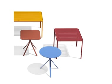 MELIK Round powder coated steel table with 3-star base By BABEL D ...