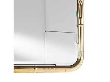 DELFI Rectangular wall-mounted brass framed mirror By ETRO Home Interiors