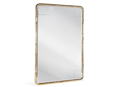 DELFI Rectangular wall-mounted brass framed mirror By ETRO Home Interiors
